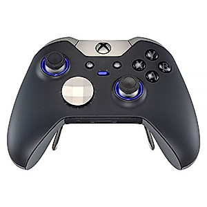 eXtremeRate Matte Chrome Blue Accent Rings Accessories for Xbox One Elite, Elite Series 2 Controller, Replacement Parts Profile Switch Buttons for Xbox One Elite Controller - Pack of 2