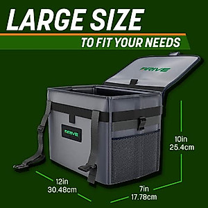 Drive Auto Car Trash Can - Collapsible, Leakproof Garbage Bin with Adjustable Strap and 20 Trash Bags - Car & Truck Accessories for Men and Women - Grey with Lid