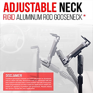 TACKFORM Tablet Mount for Car or Truck Seat Rail Mount with 22" Reach - 18" Aluminum Rod Gooseneck and 3.75" Arm Device Holder for Van, Car or Truck. Compatible With iPad, Galaxy, Surface Pro and more