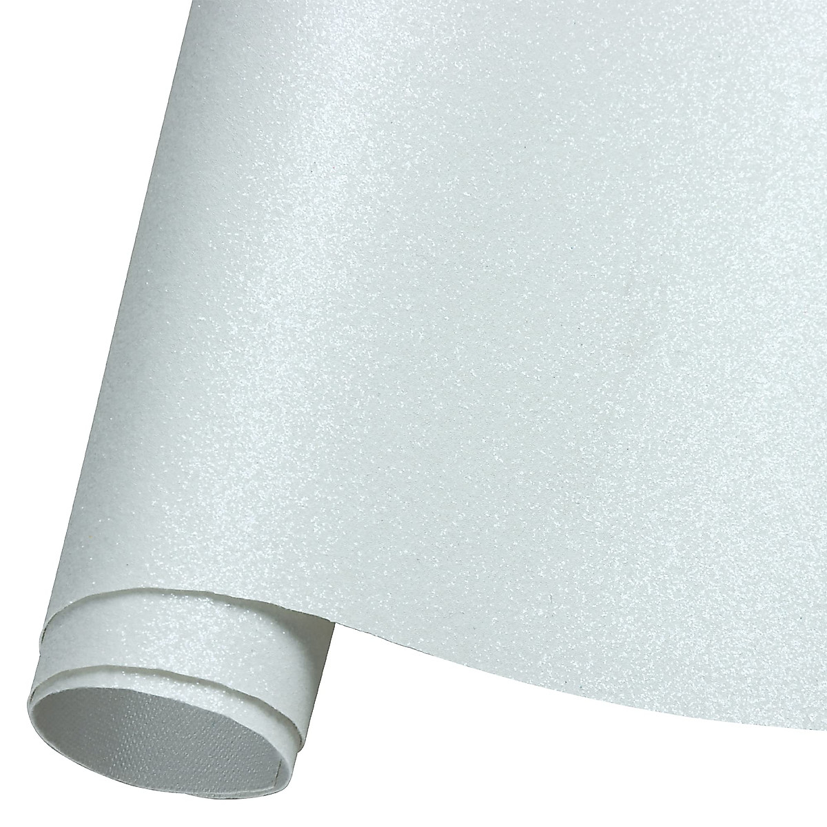 Caxilee Faux Leather Sheets for Craft One Roll Sparkle Glitter Surface Solid Leather Fabric Sheets 12"x 53” (30cm x 135cm) Inch Large Size for Leather Earrings Bows Wallets DIY Projects (White)