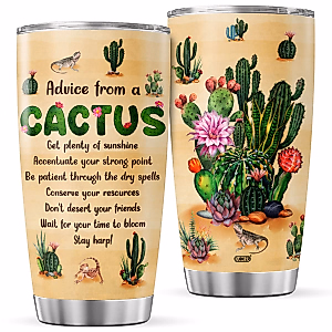 CUBICER 20 Oz Cactus Tumbler With Lid For Plant Lovers Women Girls Teens Kids Funny Sayings Stainless Steel Cups Inspirational Quotes Insulated Coffee Mugs Travel Drinking Glass