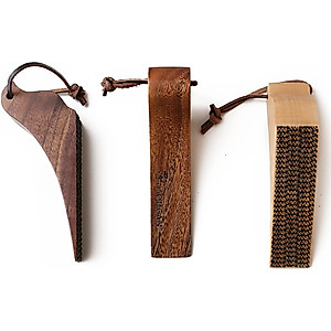 Door Stopper Decorative – 3Pcs Set Door Stop – Wooden Door Wedge – Beech Wood, Dark Acacia, Walnut – Lovely Bird Shaped Cute Door Stopper Wedge – Non-Slip Rubber Patches – Hanging Leather Strips