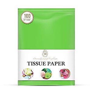 Groovy Green Gift Wrapping Tissue Paper for Gift Packaging, Floral, Birthday, Christmas, Halloween, DIY Crafts and More 15" X 20" 100 Sheets.