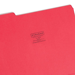 Smead Colored File Folder, 1/3-Cut Tab, Letter Size, Red, 100 per Box (12743)