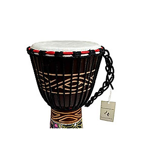 JIVE BRAND Djembe Drum Bongo Congo African Mahogany Wood Drum With Heavy Base Goat Skin Drum Head Professional Quality - 16" High - NOT MADE IN CHINA