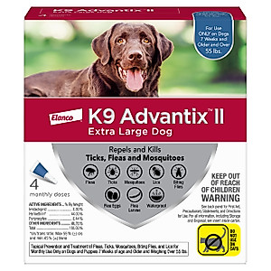 Bayer K9 Advantix II Flea and Tick Prevention for Extra-Large Dogs 4-Pack, Over 55 Pounds