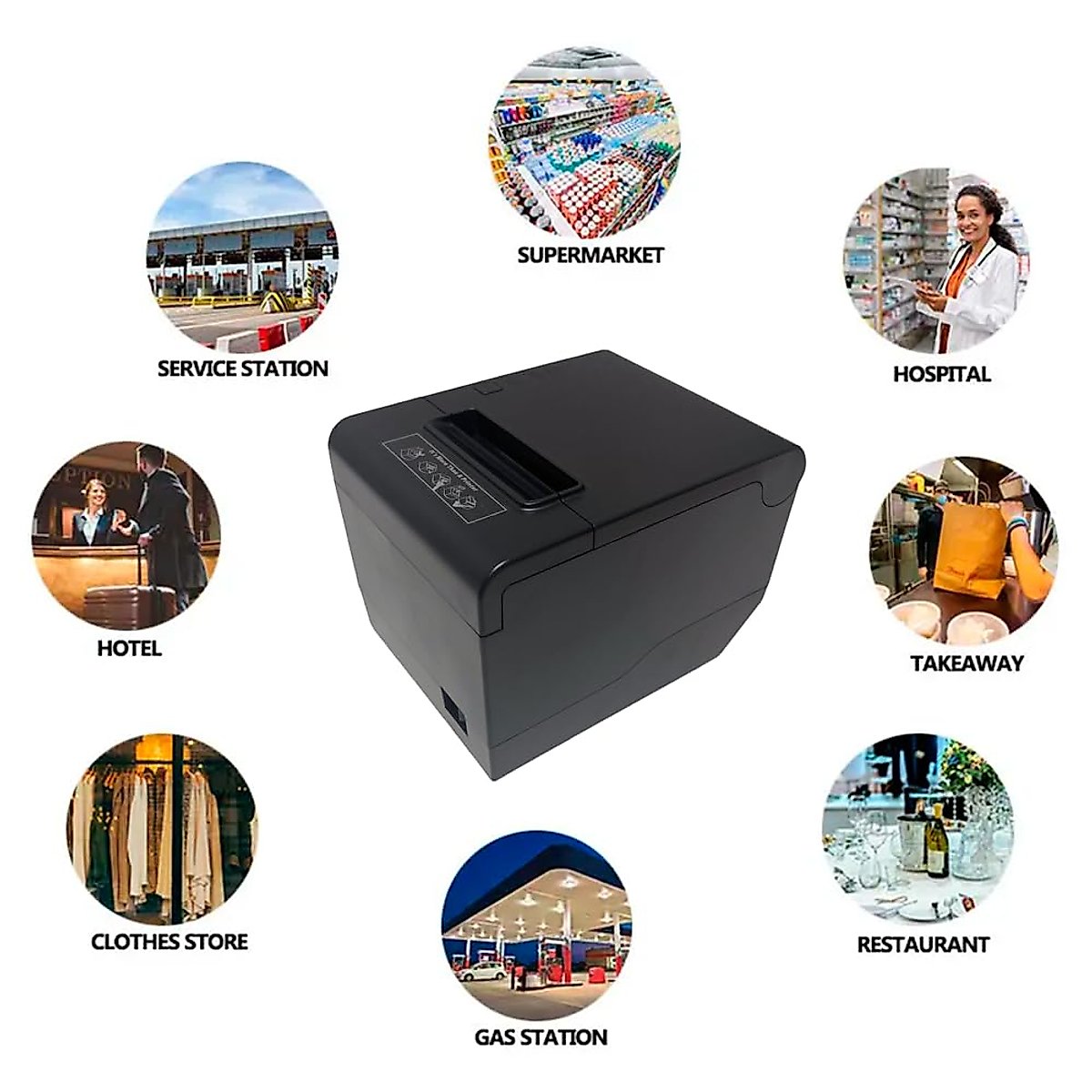 ZY808 Receipt Printer - 80mm POS Thermal Printer with WiFi USB LAN Connection, Support iOS, MAC, iPhone, Android, PC and Support Ebay, Amazon, Shopify, Etsy, USPS Integration.