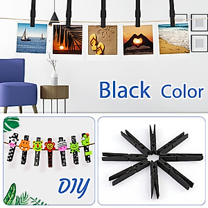 Cptoion 100PCS Clothes Pins Wooden,4" Large Wooden Black Clothespins,Black Wooden Clothespins,Wooden Clips for Crafts Hanging Clothes Pictures (Black)