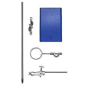 Chemical Resistant Steel Ring Stand Set - Lab Stand Support with Clamp - 8 Inch x 5 Inch Base, 24 Inch Rod - Use as Glass Funnel Stand or Test Tube Holder