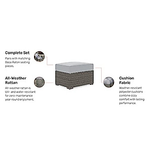 Homestyles Boca Raton Outdoor Ottoman, 1 Seat, Grey
