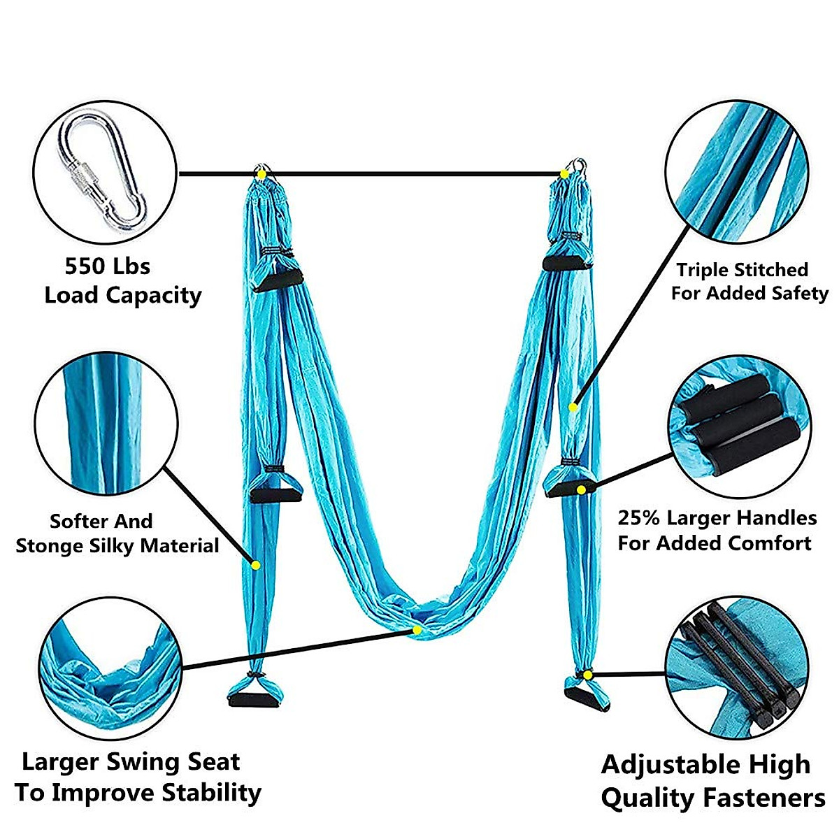 Ovyuzhen Aerial Yoga Hammock,Ultra Strong Yoga Swings Set Trapeze Extension,Antigravity Ceiling Hanging Yoga Sling Inversion Exercises