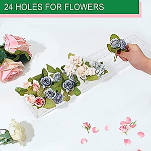 Rectangular Acrylic Vase, Clear Acrylic Flower Vase, 24 Inch Long Decorative Modern Vase for Weddings Home Decor, Rectangular Floral Centerpiece Flower Vase for Dining Table (24 Inch with 24 Holes)