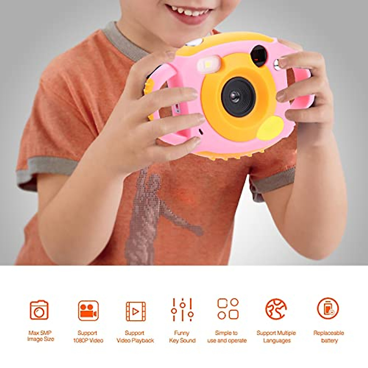 GOTOTOP Selfie Mini Camera,Children HD Digital Video Camera for Toddler, Christmas Birthday Gift for Kids(Pink)