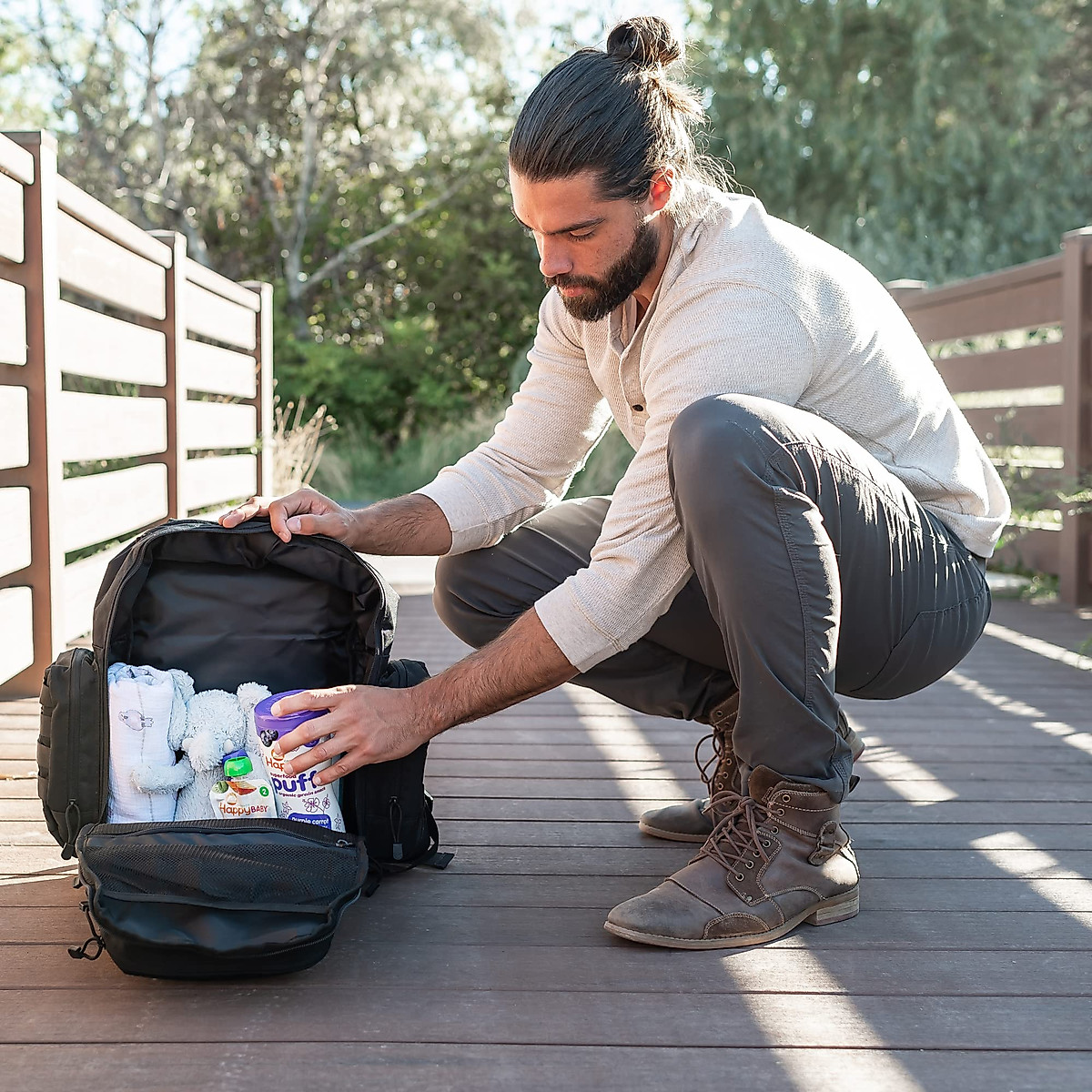 Dad Diaper Bag - Molle-Style Military Diaper Backpack Made of Rugged 900D Waterproof Polyester with Wider Extra-Long Straps, Pouch for Dirty Diapers, Baby Wipes Dispenser & Insulated Bottle Pockets