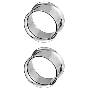 Forbidden Body Jewelry Set of 11/16 Inch Surgical Steel Ear Gauges, 18mm Double Flared Saddle Tunnel Plug Earrings