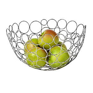 Spectrum Diversified Shapes/Circles Round Fruit Bowl, Chrome