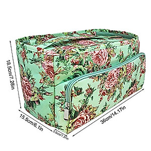 Weabetfu Knitting Bag Large Size,Yarn Storage Organizer Tote Bag Holder Case Cuboid with Zipper Closure and Pocket for Knitting Needles Crochet Hooks Project Accessories,Easy to Carry(Up to 14 Inch)