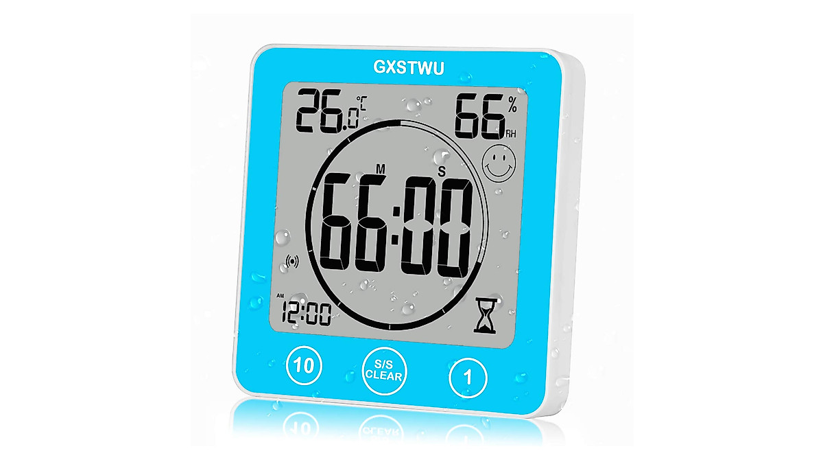 Waterproof Digital Timer Shower Clock with Alarm & Thermometer