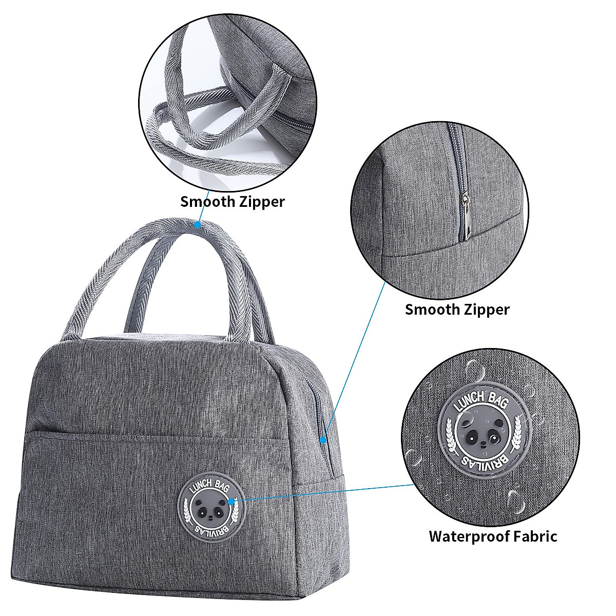 2 Pcs Lunch Bags, Insulated Lunch Bag, Reusable Cooler Lunch Tote Bag, Lunch Organizer Lunch Holder Lunch Box Bags with Pockets for Women/Men, Work, Picnic,Travel