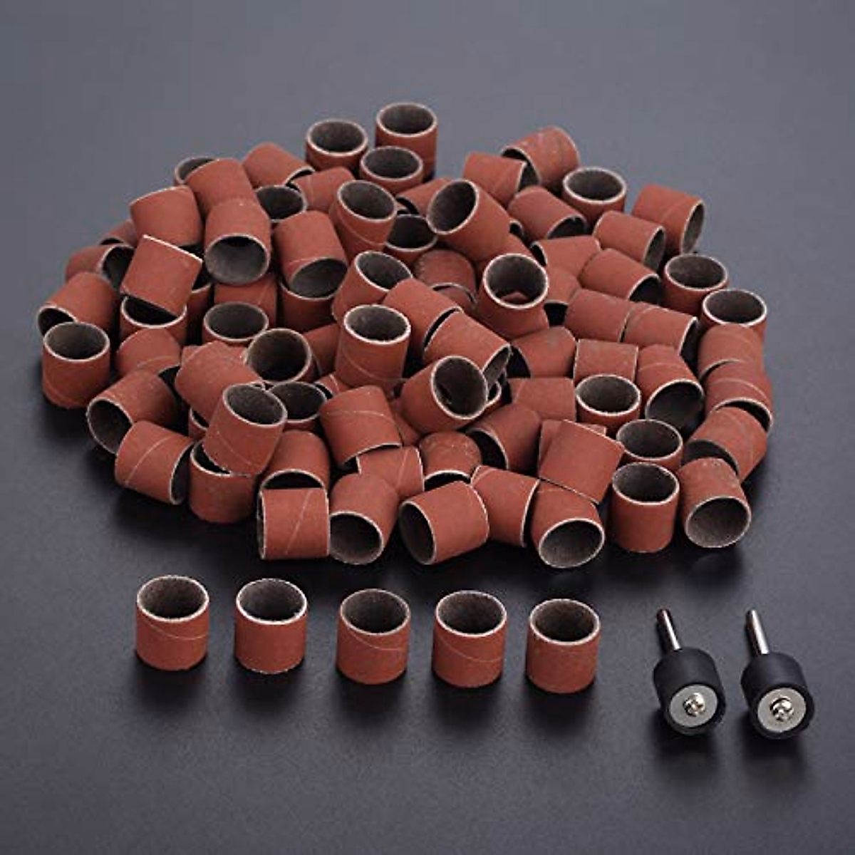100 PCs Sanding Bands 600 Grit Drums Sleeves for DREMEL Rotary Tools with 2PCs Mandrel 12CM