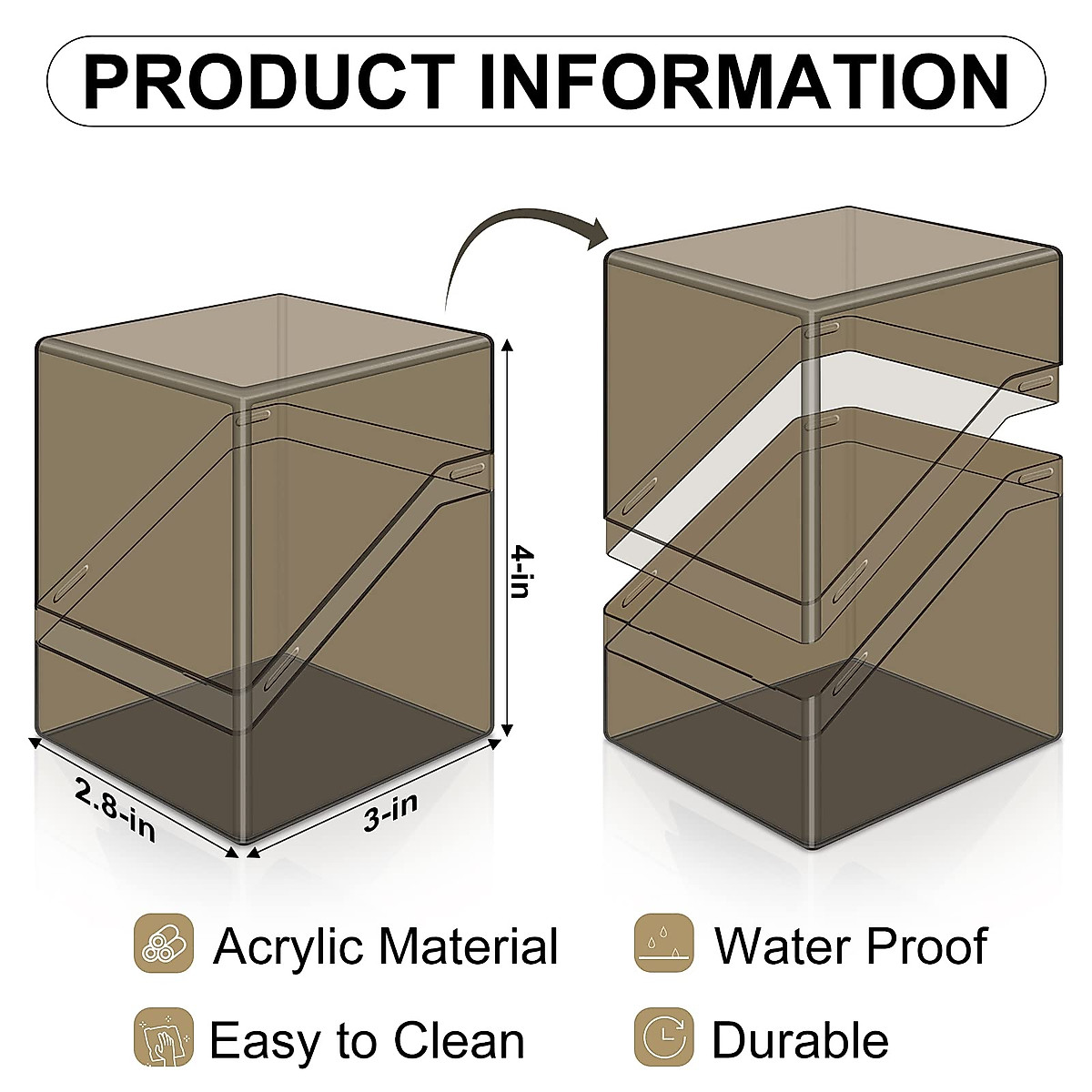 Mlikero 6 Pack Card Deck Cases,Acrylic Card Box for Trading Cards,Sturdy Card Storage Boxes Holding 100+ Sleeved Cards with 6 Dividers,Clear and Black Card Storage Boxes fit for MTG, Sport Cards