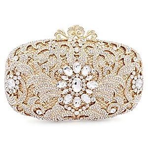 MOSSMON Luxury Crystal Clutch Women Rhinestone Evening Bag for Party and Wedding