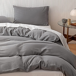 Minor Monkey Full/Queen Duvet Cover 1000 Thread Count 100% Egyptian Cotton Luxury Hotel Quality Silver Grey Quilt Cover & Pillow Sham - 3 PC All Season Duvet Cover Set with Zipper Closure, Corner Ties