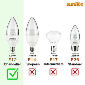 Sunlite 41547-SU LED G16.5 G16 1/2 Filament Style Globe Light Bulb, 5 Watts (60W Equivalent), 500 lumens, Dimmable, Candelabra Base (E12), UL Listed, 3000K Warm White, 6 Count