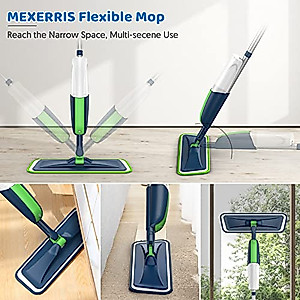 Spray Mops Microfiber Floor Mops for Floor Cleaning - MEXERRIS Wet Mops Dust Mop with 2X Washable Pads 2X Bottles Wood Floor Cleaning Mop Commercial Home Use for Hardwood Laminate Vinyl Tiles