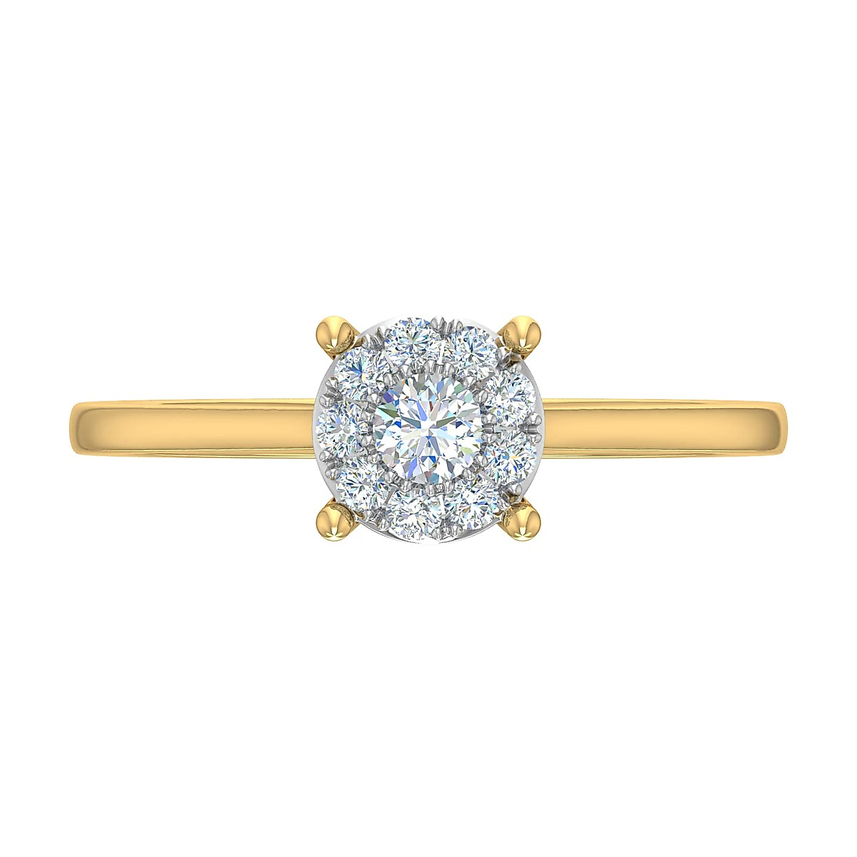 1/5 Carat Prong Set Diamond Engagement Ring in 10K Yellow Gold - IGI Certified (Ring Size 6.25)