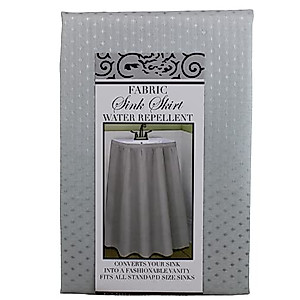 Fabric Sink Skirt Diamond Mosaic Stitch Platinum Silver Grey