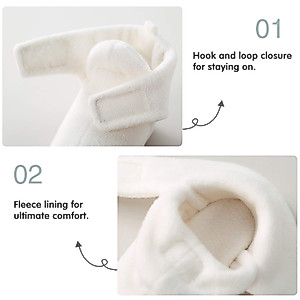 pureborn Newborn Baby Boy's Girl's Booties Winter Fleece Slippers Non Skid Socks Infant Crib Shoes 0-3 Months Cream White