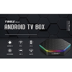 Android TV Box T95Z Plus Android 12 TV Box 2G+16G Quad-Core, WiFi6 /10-1000M LAN 64Bit BT 5.0 H.265 UHD 4K Android Box with Mini Wireless Keyboard & Remote