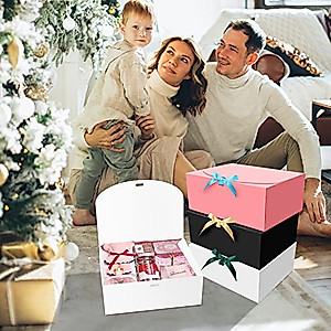 ZSZMFH 14 PCs Gift Boxes with Lids, 9" x 6" x 4" White Gift Boxes with Ribbon, Bridesmaid Proposal Box, Kraft Paper Gift Box for Wedding, Packaging, Present, Birthday, Cupcake Boxes, Crafting