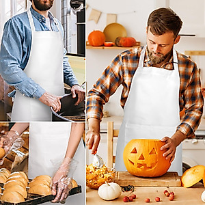 NLUS Extra Large Aprons for Men, Adjustable White Chef Apron for Men Kitchen Cooking Aprons for Women with 2 Pockets, Water & Oil Resistant - 1 PACK