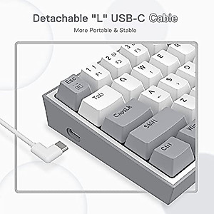 Redragon K617 Fizz 60% Wired RGB Gaming Keyboard, 61 Keys Compact Mechanical Keyboard w/White and Grey Color Keycaps, Linear Red Switch, Pro Driver/Software Supported