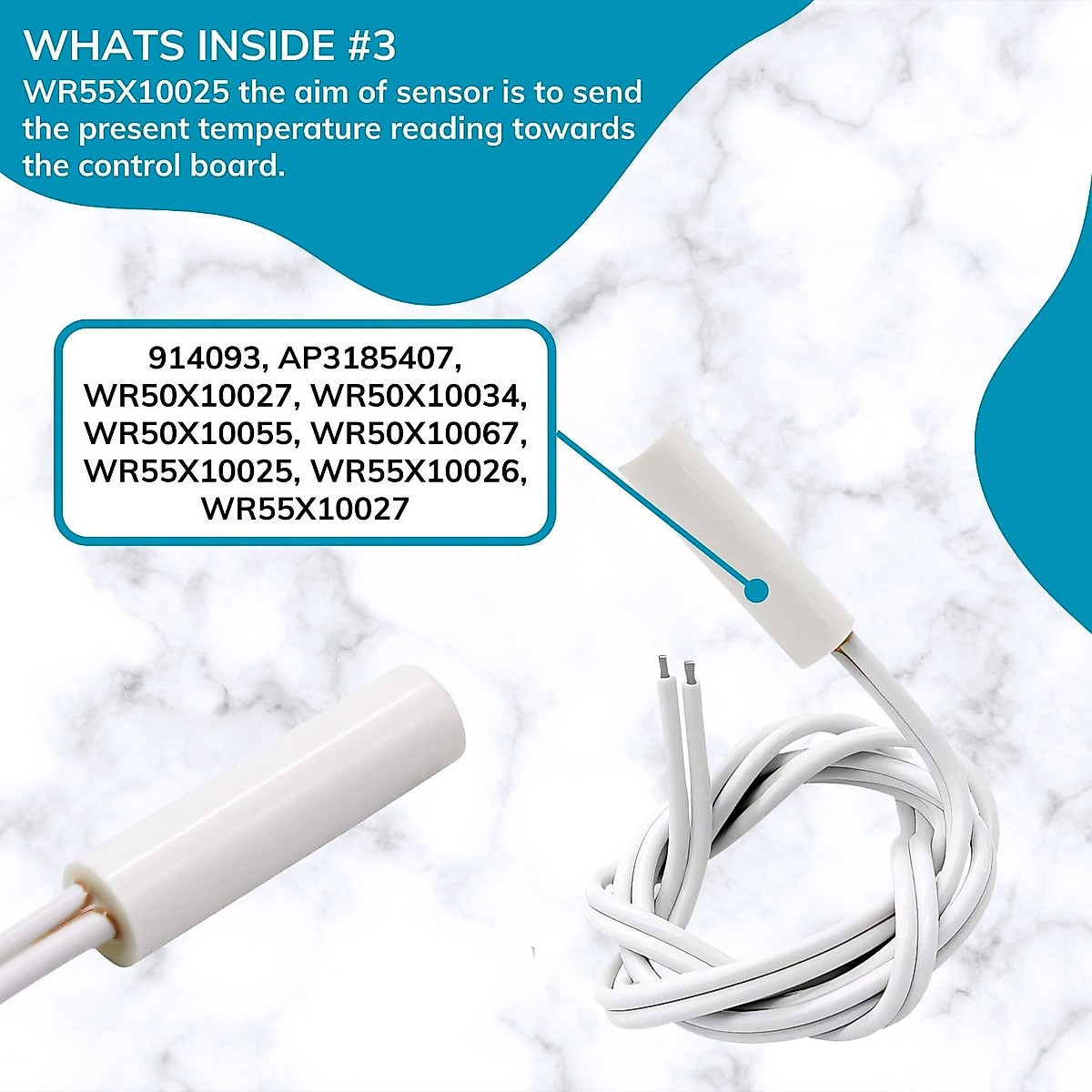 JACS WR51X10055 Refrigerator Defrost Heater Kit with WR50X10068 Thermostat and WR55X10025 Sensor - Compatible with GE Hotpoint Models