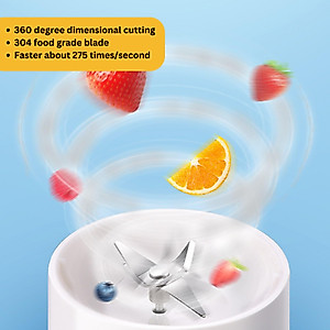 Portable Blender 2 Pack - 350 ML (12oz) Personal Size Blender for Gift - USB Rechargeable Wireless Travel Blender - Fresh Juice Blender with Stainless Steel 4 Blades Design for Shakes and Smoothies