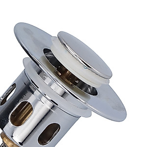 Wash Basin Bounce Drain Filter, Stainless Steel Press Type Bathroom Sink Drain Stopper Plug, Bathroom Bathtub Sink Draining Water Accessories