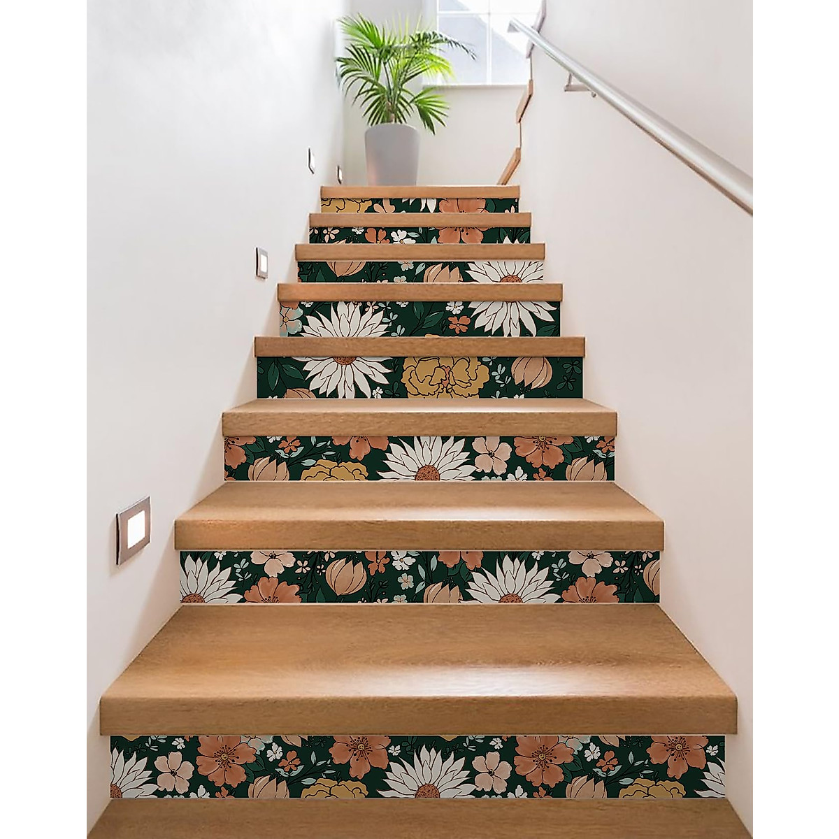 HAOKHOME Floral Peel and Stick Wallpaper Boho Wall Paper Vintage Removable for Bedroom Contact Paper Green/Terracotta 17.7in x 9.8ft