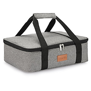 Uoxfill Lunch Bag Insulated Thermal Food Carrier Insulated Casserole Carrier for Hot or Cold Food,Insulated Tote Bag for Potluck Cookouts Parties Picnic, Lasagna Lugger,Fits 9"x13" Baking Pan,Gray