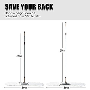 Eyliden 36" Professional Industrial Dust Mop, Commercial Cotton Dust Mops Broom, Telescopic Handle Residential Commercial Floor Cleaning Tools for Home Mall Hotel Office Garage Dust Mop (Brown, 36")