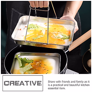 BESTonZON 4pcs Baking Sheets Stainless Steel Baking Pan Tray Cookie Sheet Oven Pan Food Tray Metal Dinner Dish for Lunch Dinner Camping Cooking Roasting Silver