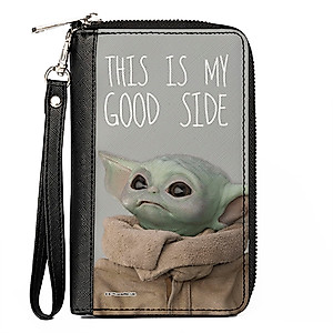 Buckle-Down Women's PU Zip Around Wallet Rectangle-Star Wars The Child, 7.5"x4.5"