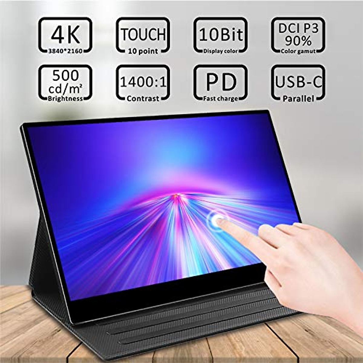 Portable Touch Monitor,Corkea 8.9 Inch 1920×1200 IPS Display with Dual USB-C and HDMI Input,HDR,Slim and Lightness,S Built-in Dual Speakers External Monitors (14 Inch 4K Touchscreen Monitor)