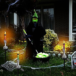 YBB 3 Pack Solar Skeleton Ghost Hands Candle Stake Lights, LED Skull Garden Lawn Yard Pathway Landscape Lights for Halloween Outdoor Decoration