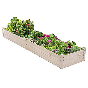 FDW Raised Garden Bed,Elevated Wood Planter Box Outdoor and Indoor Planter Box Garden Grow Box Patio Gardening Planter Box for Vegetable Flower(Natural) (96Lx24.5Wx10.5H)