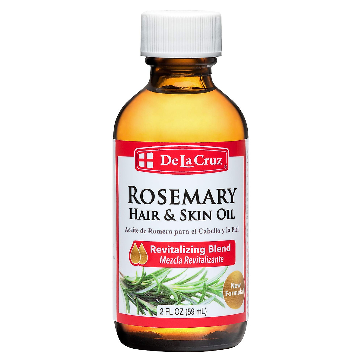 De La Cruz Rosemary Oil Blend Moisturizer with Castor, Avocado and Olive Oil - Topical Use Only 2 FL. OZ. (59 mL)