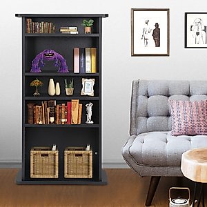 Saicool 5 Shelf Bookcase 5 Tier Wooden Multimedia Storage Media Cabinet DVD Rack, Adjustable Shelves Organize a Mix of Media Storage Furniture 240 CDs DVDs or 132 Blue-Ray/Video Games Book