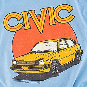 Honda Vintage Distressed Civic T Shirt & Stickers (Large) Light Blue